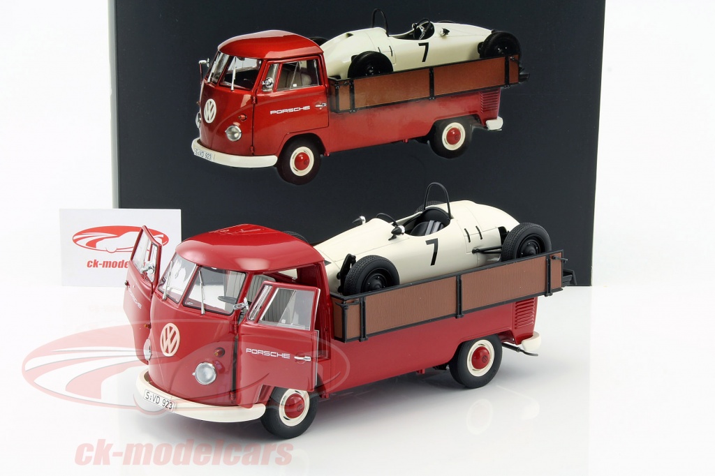Schuco 1:18 Volkswagen VW T1 Westfalia-Pritsche Porsche with formula ...