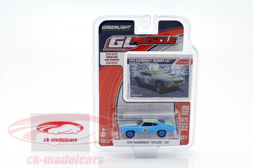 Greenlight 1:64 Oldsmobile Cutlass 442 year 1970 blue 13140 model car ...