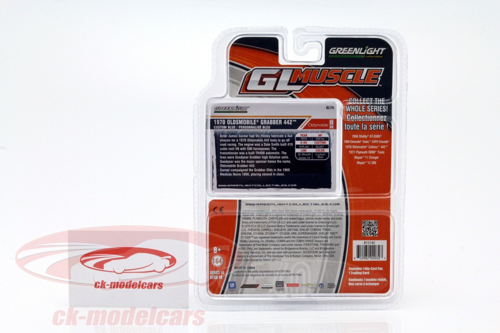 Greenlight 1:64 Oldsmobile Cutlass 442 year 1970 blue 13140 model car ...
