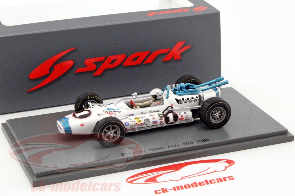 Spark 1:43 Brawner Hawk #1 Indy 500 1966 Mario Andretti S4246 model car ...