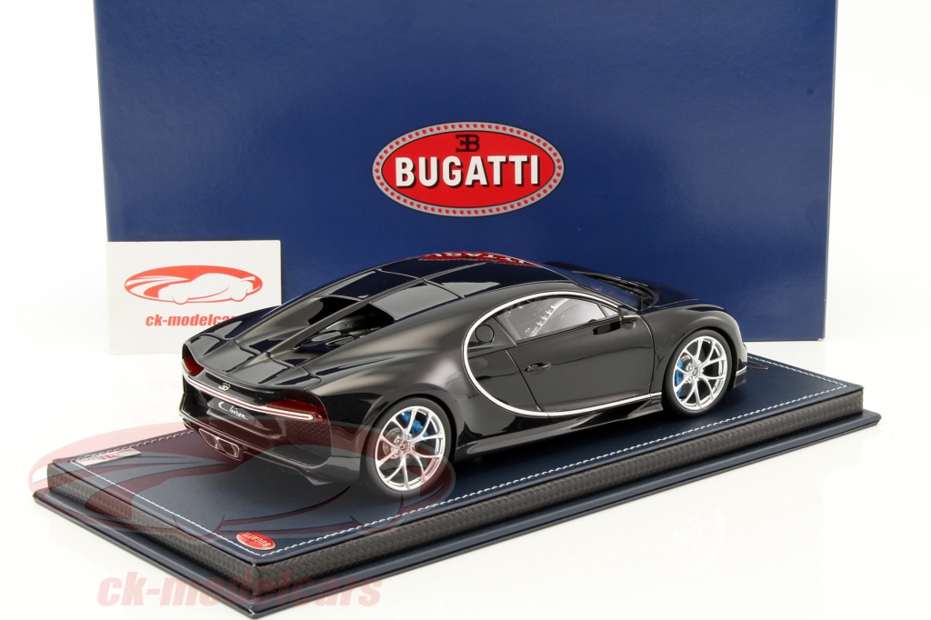 MR Models 1:18 Bugatti Chiron black metallic with showcase BUG06C model ...
