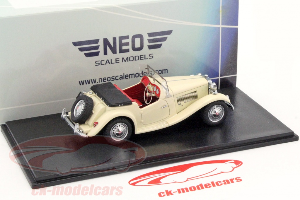 Neo 1:43 MG TD MK II RHD Convertible open Top white NEO43802 model car ...