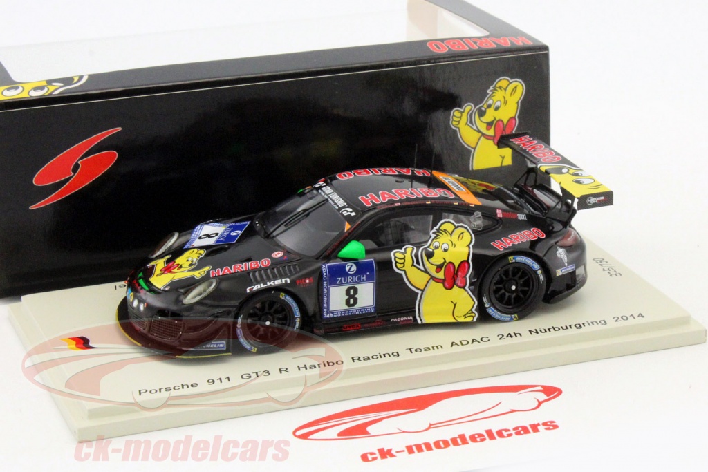 Spark 1:43 Porsche 911 GT3 R #8 24h Nürburgring 2014 Haribo Racing Team ...
