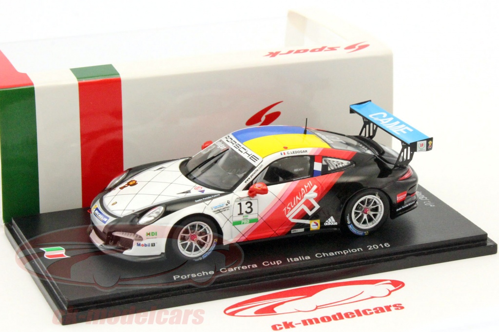 Spark 1:43 Porsche 911 (991) GT3 Cup #13 Winner PCC Italy 2016 Come Ledogar SI005 model car ...