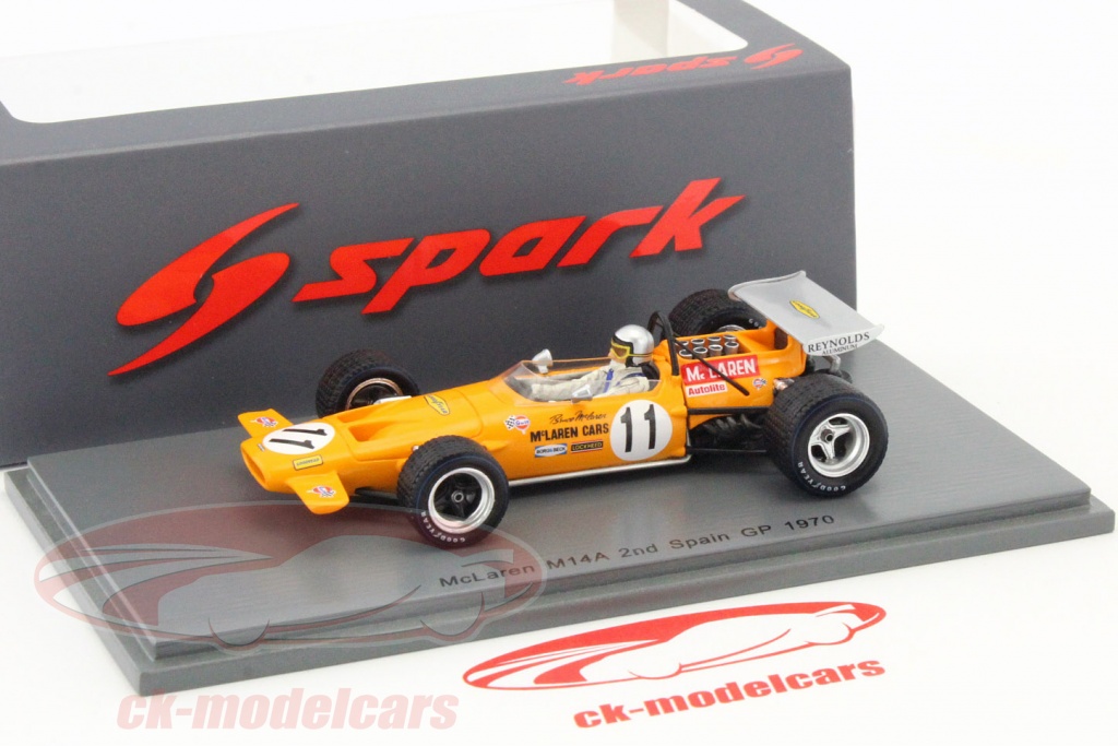 Spark 1:43 Bruce McLaren McLaren M14A #11 2nd Spanien GP Formel 1 1970 ...