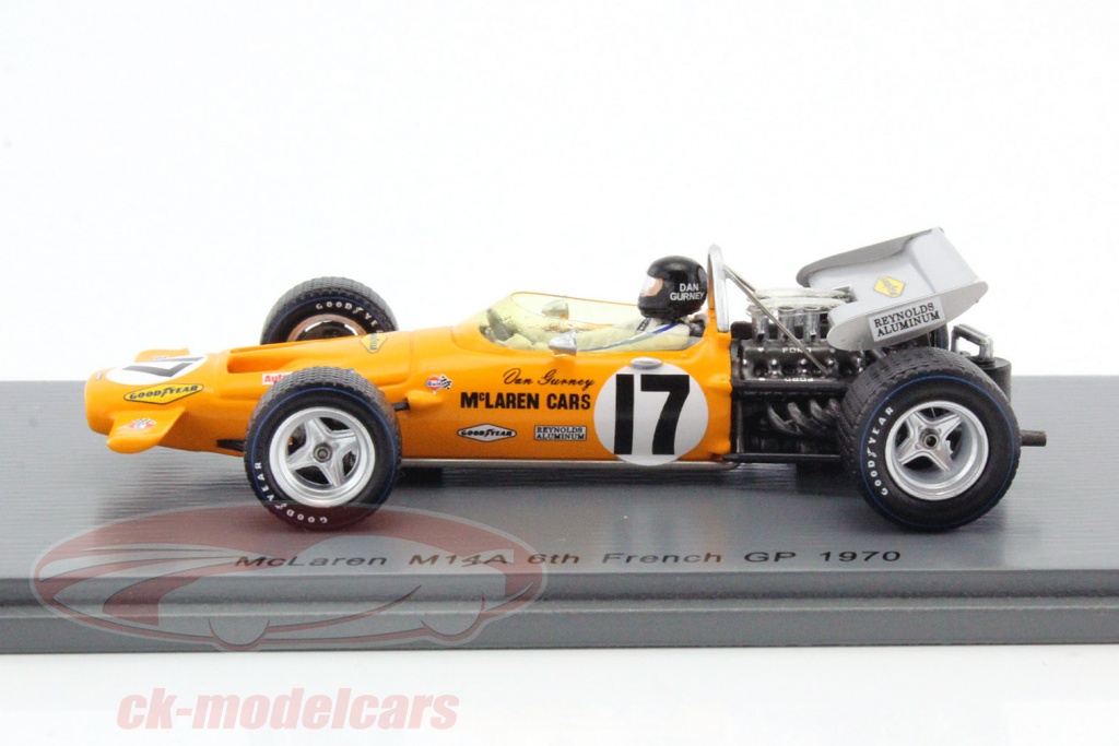 Spark 1:43 Dan Gurney McLaren M14A #17 French GP formula 1 1970 S4844 ...