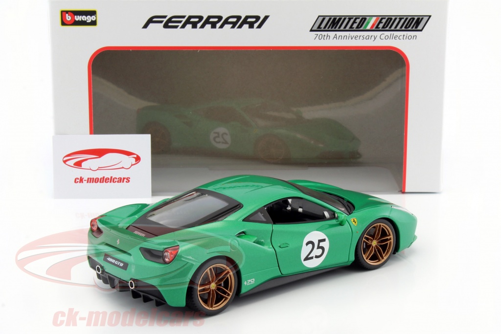 Bburago 1:18 Ferrari 488 GTB #25 The Green Jewel 70th Anniversary ...
