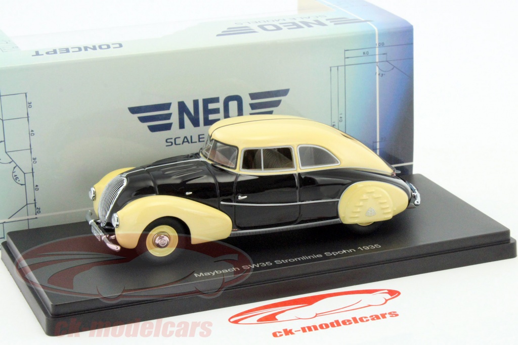 Neo 1:43 Maybach SW35 Stromlinie Spohn year 1935 black / beige NEO46340 ...