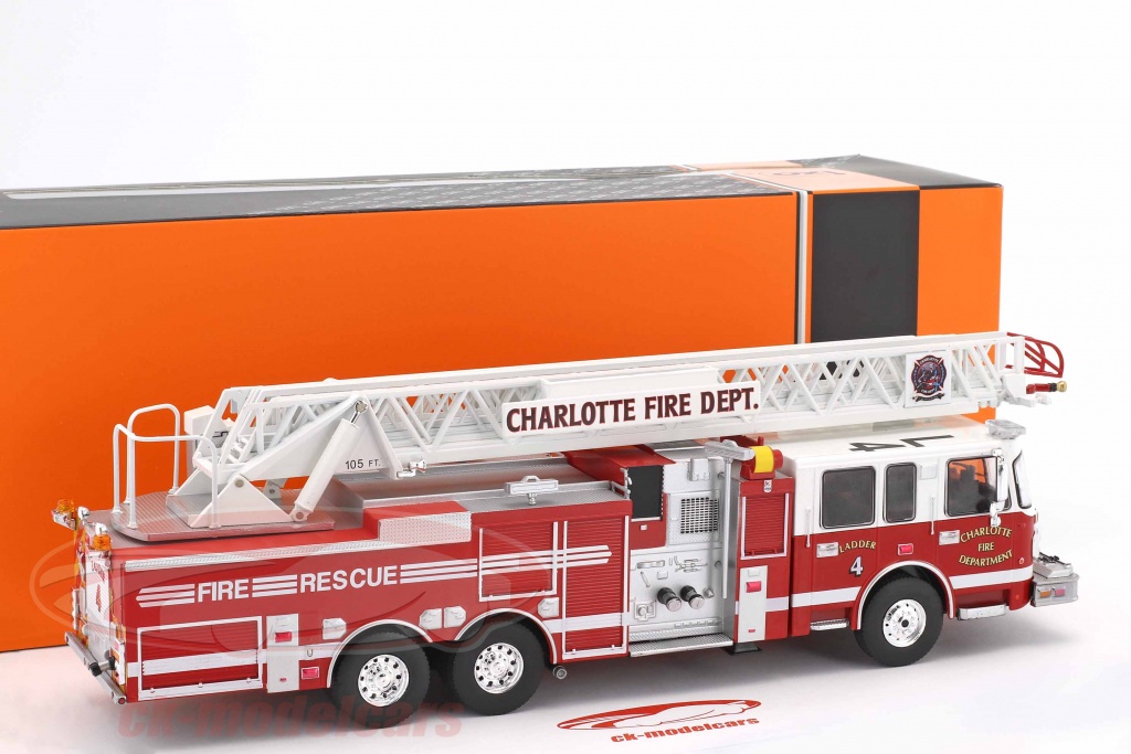 Ixo 1:43 SMEAL 105 year 2014 Aerial Ladder US Firetruck Charlotte red ...