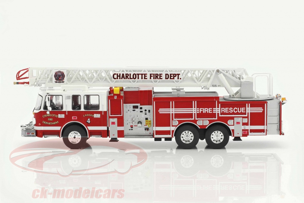 Ixo 1:43 SMEAL 105 year 2014 Aerial Ladder US Firetruck Charlotte red ...