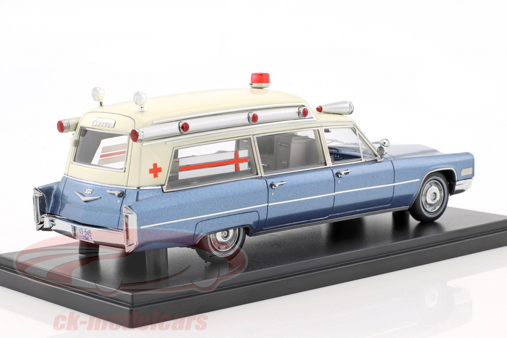 Neo 1:43 Cadillac High Top Ambulance blue / white NEO49545 model car ...