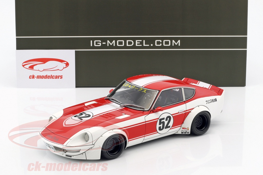 Ignition Model 1:18 LB-Works Fairlady Z (S30) #52 red / white IG1097 model car IG1097 4573448880979