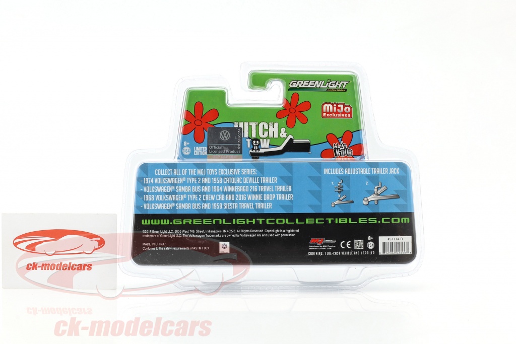 Greenlight 1:64 Volkswagen VW Samba Bus With Siesta Travel caravan ...