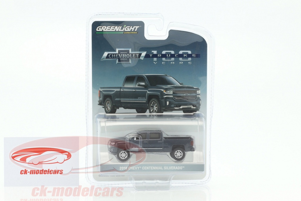 Greenlight 1:64 Chevrolet Centennial Silverado year 2018 dark blue ...
