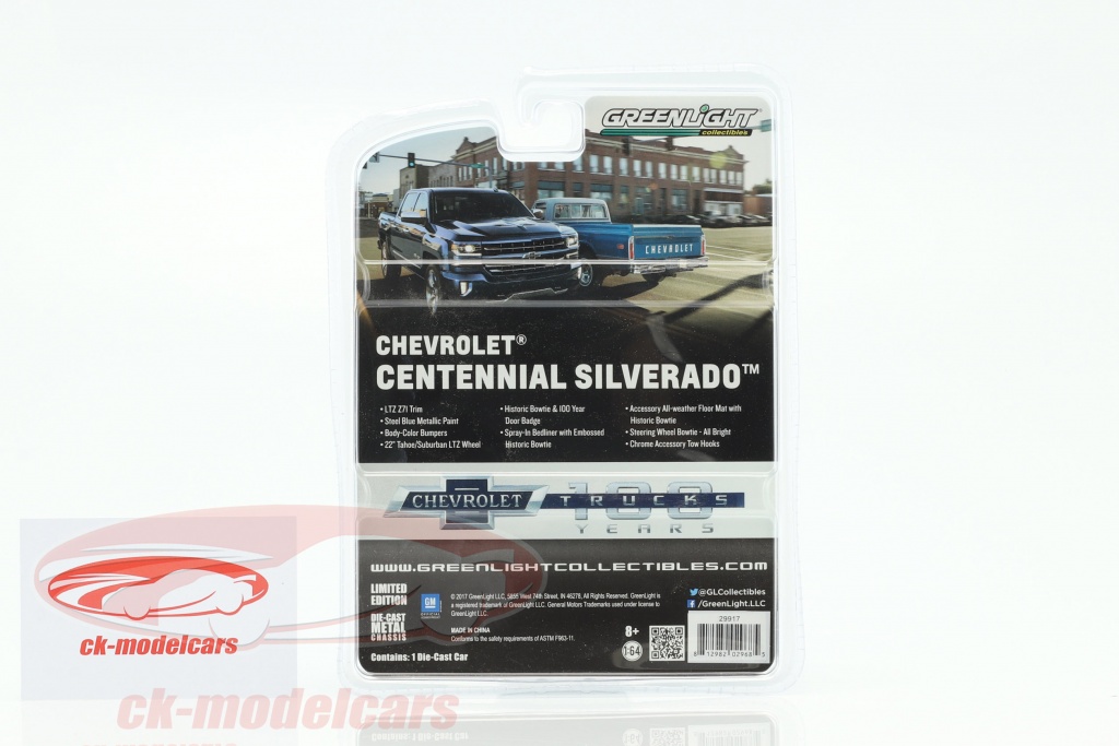 Greenlight 1:64 Chevrolet Centennial Silverado year 2018 dark blue ...