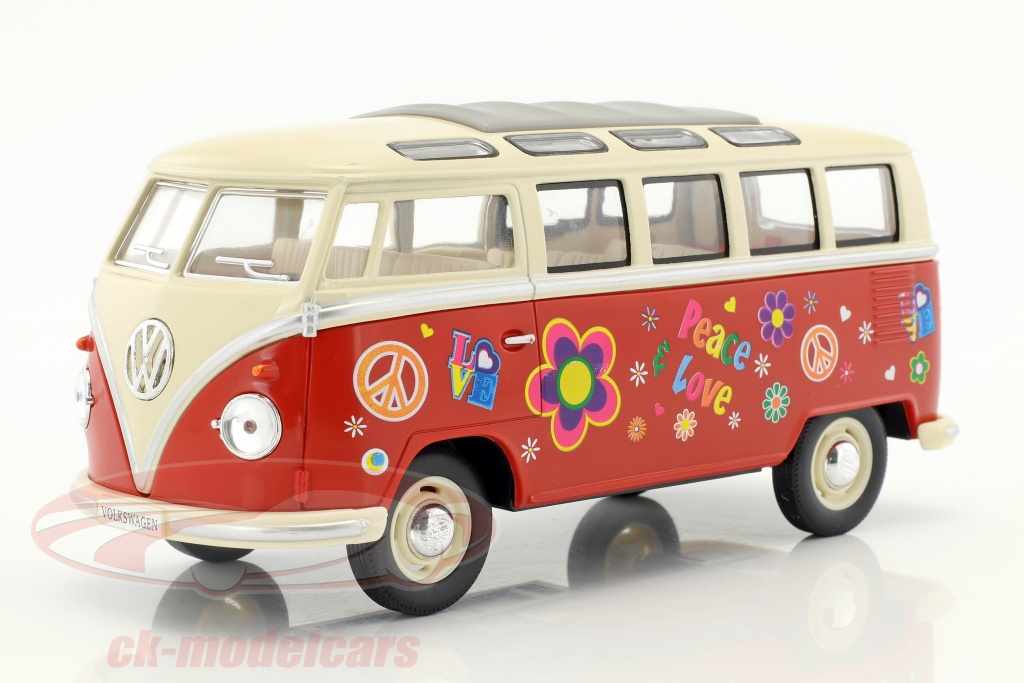 Kinsmart 1:24 Volkswagen VW Hippie Bus año de construcción 1962 rojo ...