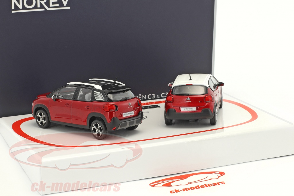 Norev 1:43 2-Car Set Citroen C3 & Citroen C3 Aircross 築 2017 赤 155329 ...