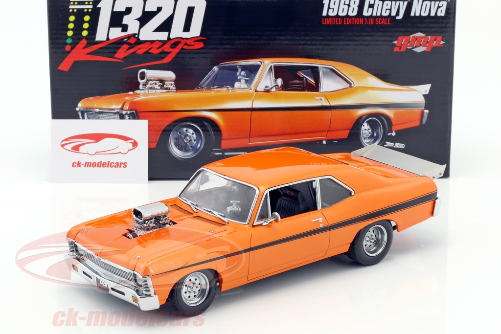 GMP 1:18 Chevrolet Nova 1320 Drag Kings year 1968 orange 18873 model ...