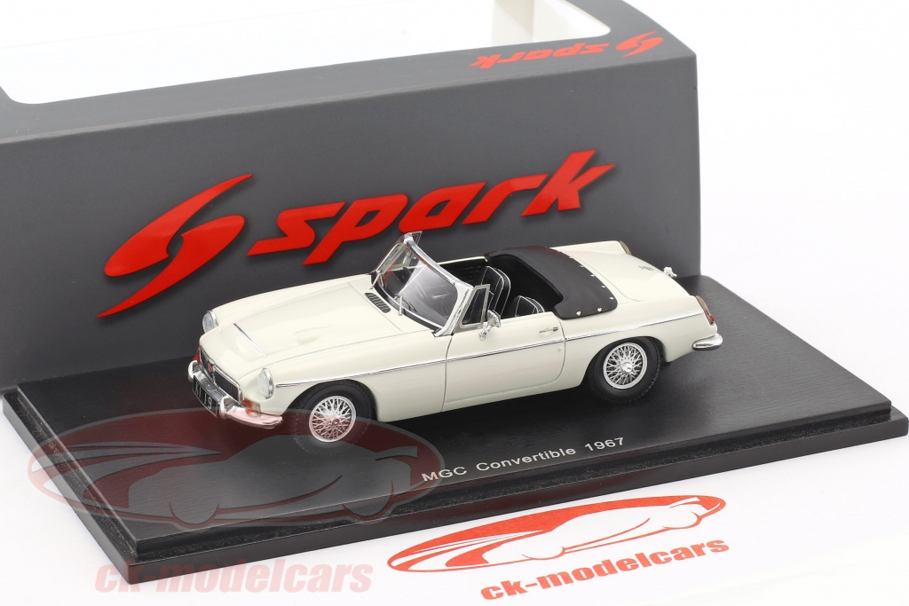 Spark 1:43 MG MGC Convertible year 1967 white S4143 model car S4143 ...