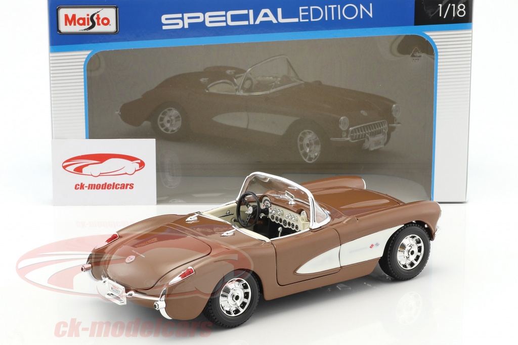 Maisto 1:18 Chevrolet Corvette year 1957 brown / white 31139 model car ...