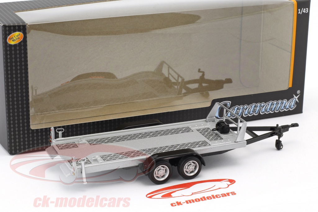 Cararama 1:43 aanhangwagen Auto aanhanger met tandemas zilver 4-92210 ...