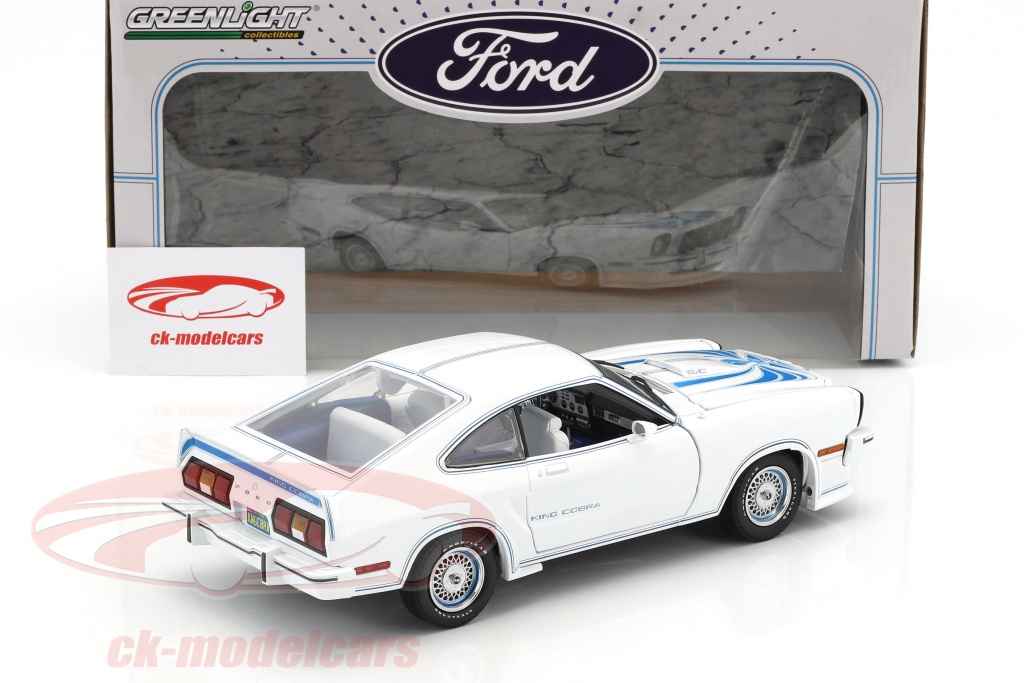 Greenlight 1:18 Ford Mustang II King Cobra 建造年份 1978 白 / 蓝 13508 模型 汽车 ...