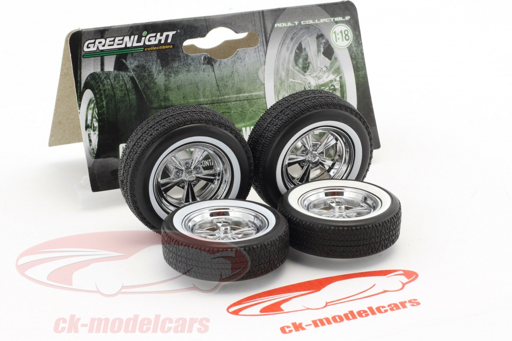 Greenlight 1:18 Custom Hot Rod Chrome Five-Spoke Wheel and Tire Set ...