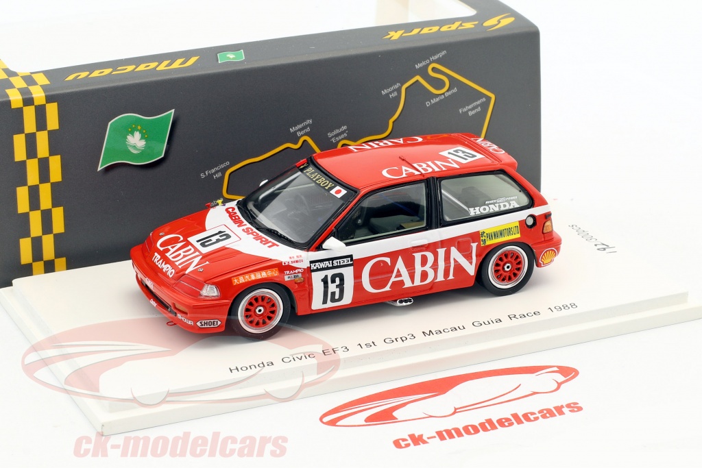 Spark 1:43 Honda Civic EF #13 Winner Gr.C Macau Guia Race 1988 Kazuo ...