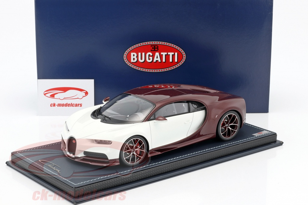 MR Models 1:18 Bugatti Chiron red carboxylic / glacier white with ...