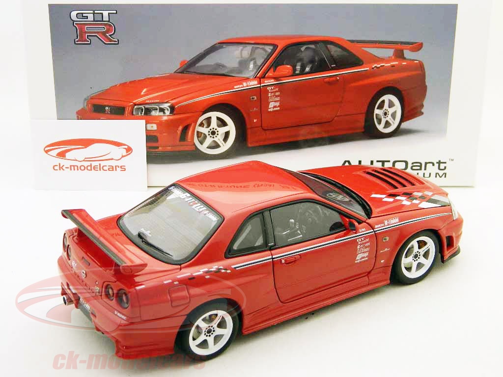 AUTOart 1:18 Nissan Skyline GT-R R-Tune (R34) active red 77357 model car 77357 674110773576
