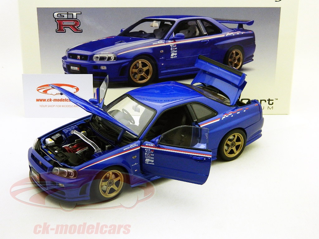 AUTOart 1:18 Nismo Skyline R34 GTR Sports Resetting blue 77359 model ...