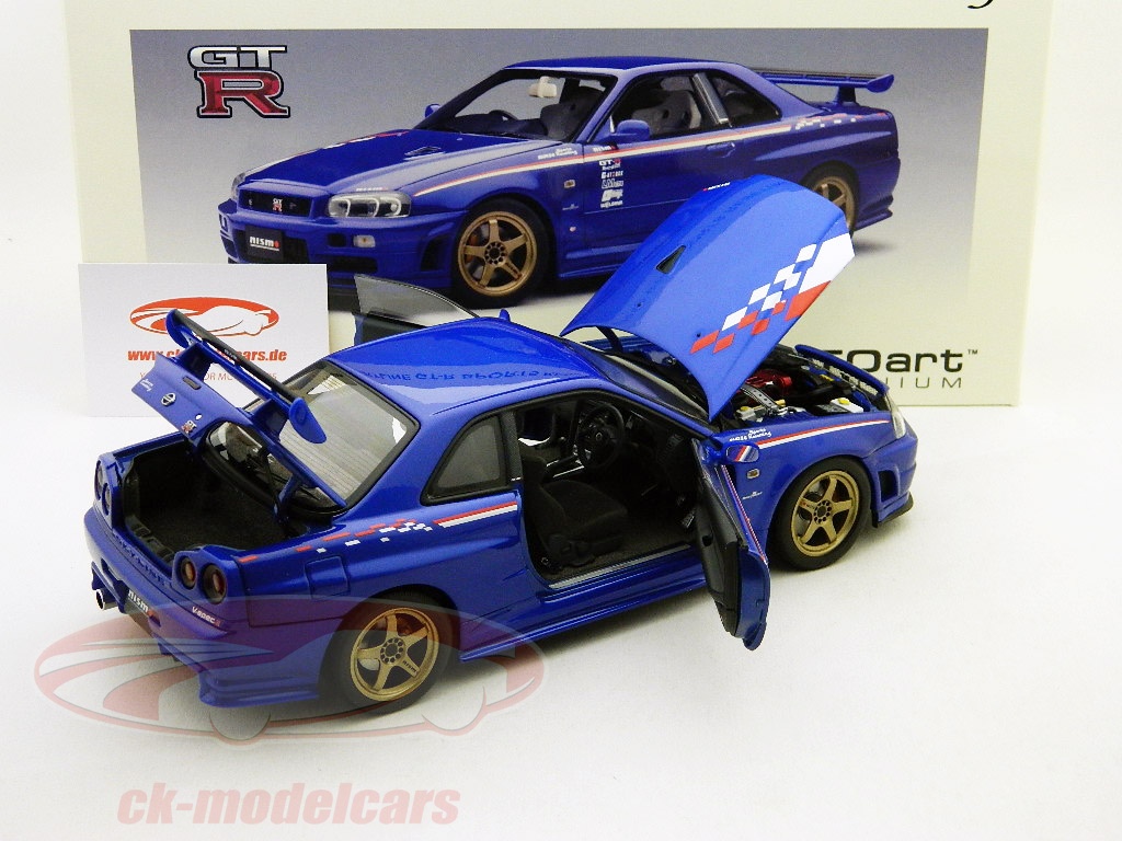 AUTOart 1:18 Nismo Skyline R34 GTR Sports Resetting blue 77359 model ...