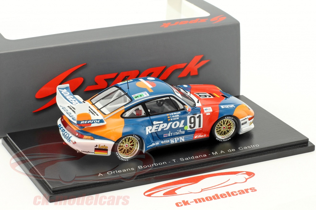 Spark 1:43 Porsche 911 GT2 #91 24h LeMans 1995 Saldana, de Castro, D ...