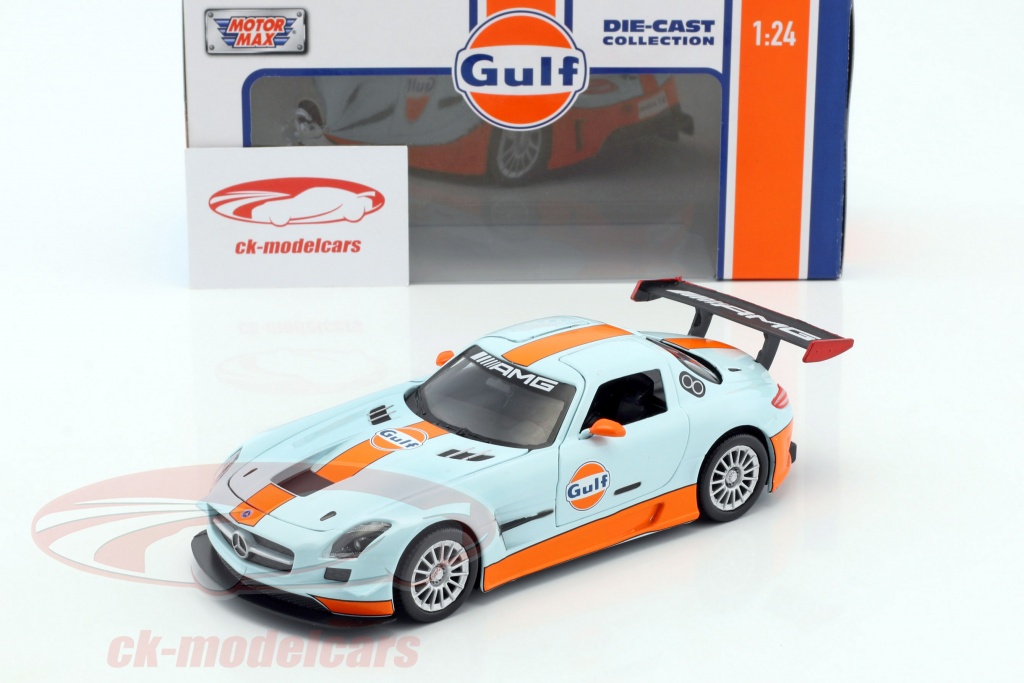 MotorMax 1:24 Mercedes-Benz SLS AMG GT3 year 2014 gulf blue / orange ...