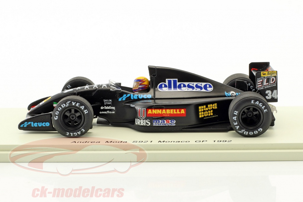 Spark 1:43 Roberto Moreno Andrea Moda S921 #34 monaco GP formula 1 1992 ...