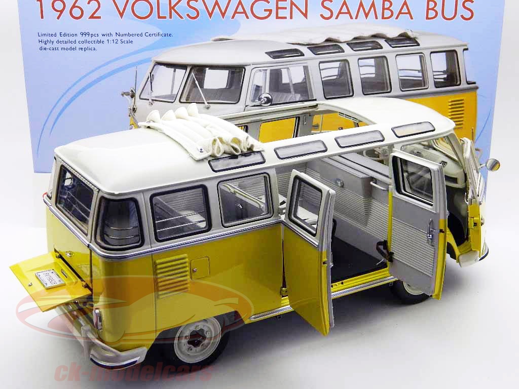 Sun Star Models 1:18 Volkswagen Samba Bus Bulli Bj. 1962 weiß-gelb mit ...