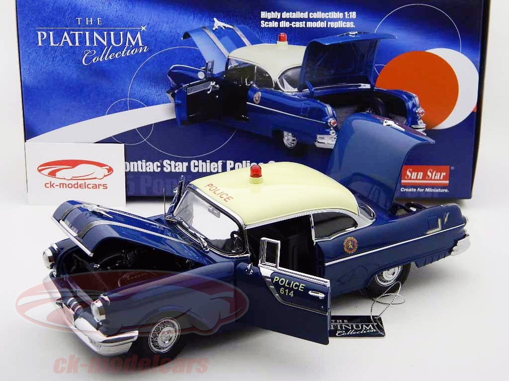 Sun Star Models 1:18 Pontiac Star chief police car HardTop Bj. 1955 ...