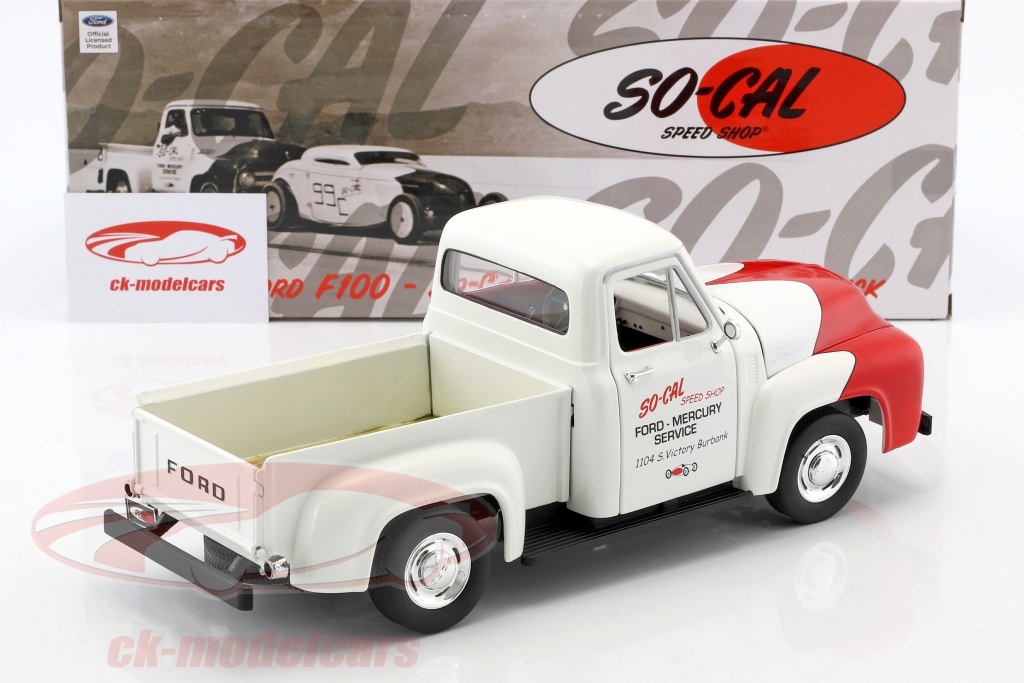 GMP 1:18 Ford F100 So-Cal Speedshop Push Truck year 1953 white / red ...