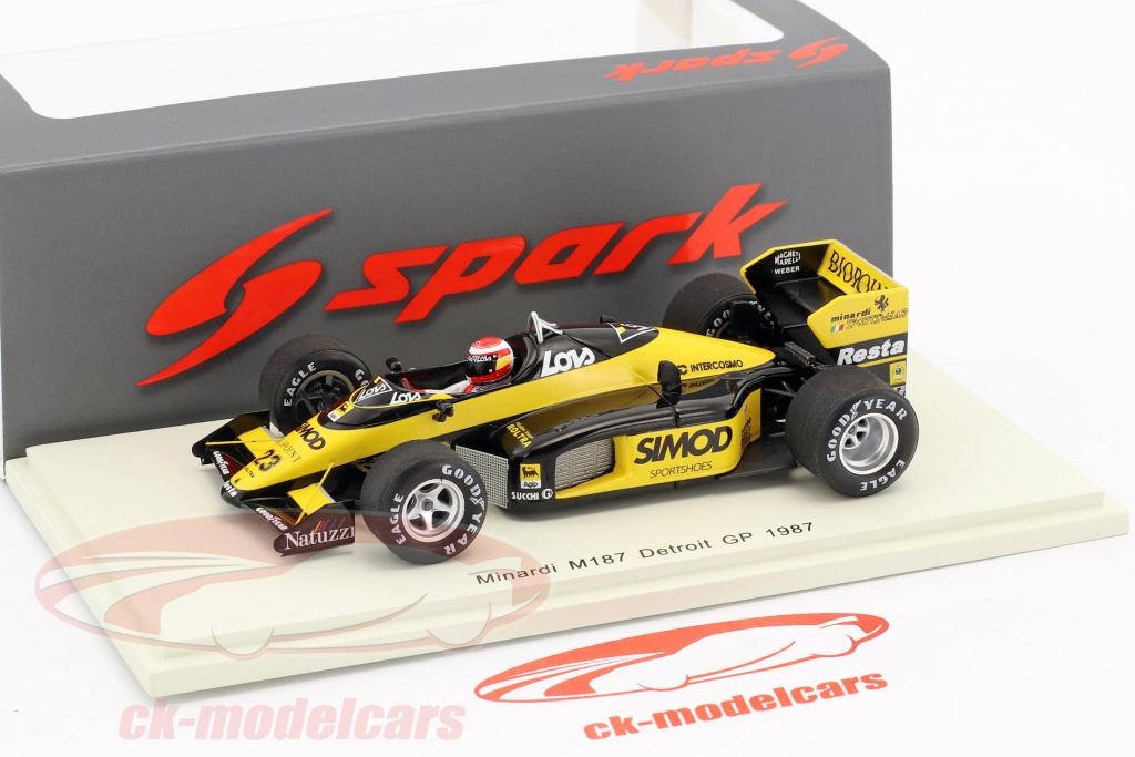 Spark 1:43 Adrian Campos Minardi M187 #23 USA GP Detroit formula 1 1987 ...