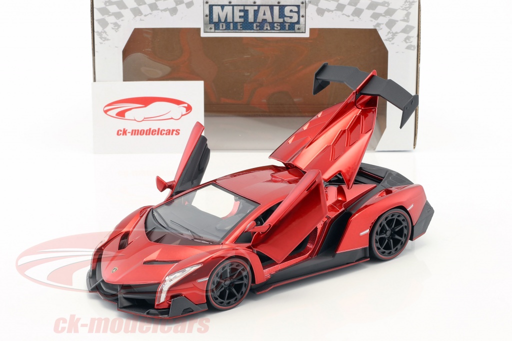 Jadatoys 1:24 Lamborghini Veneno year 2017 candy red 99325r model car ...