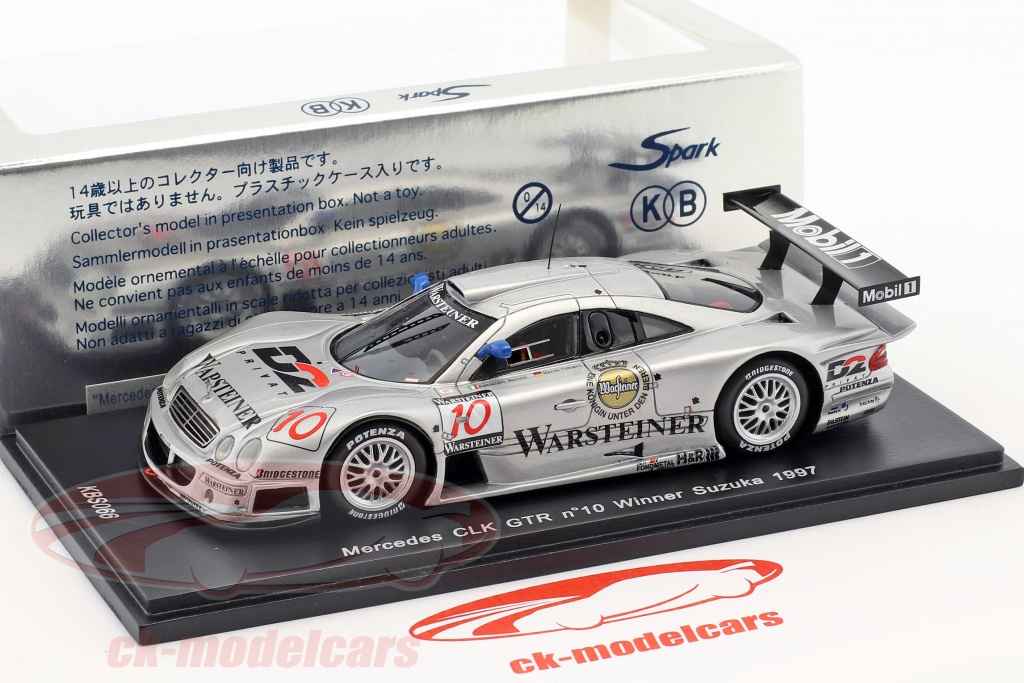 Spark 1:43 Mercedes-Benz CLK GTR #10 gagnant 1000km Suzuka 1997 Nannini, Tiemann, Schneider ...