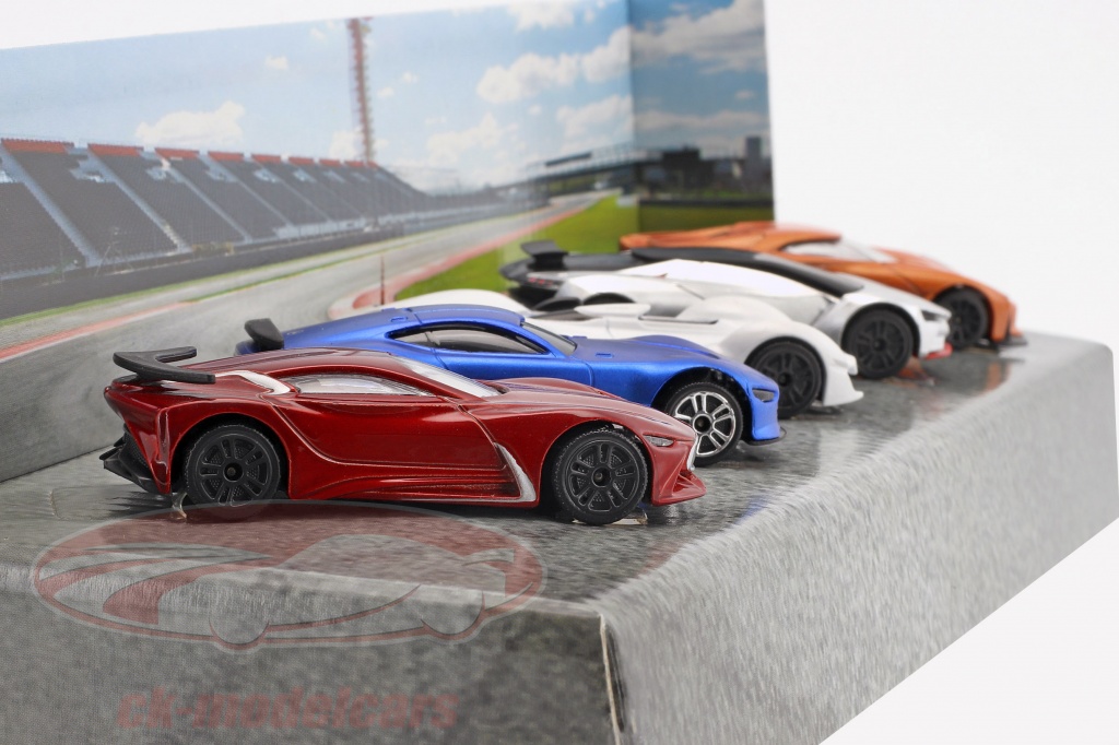 Majorette 1:64 5-Car Set Vision Gran Turismo 赤 / ブルー / 白 / 銀 / オレンジ ...