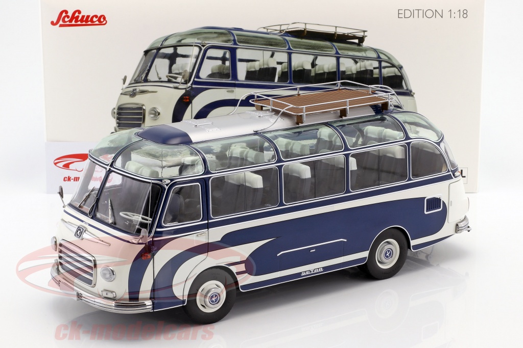 Schuco 1:18 Setra S6 Bus year 1956 blue / white 450034700 model car ...