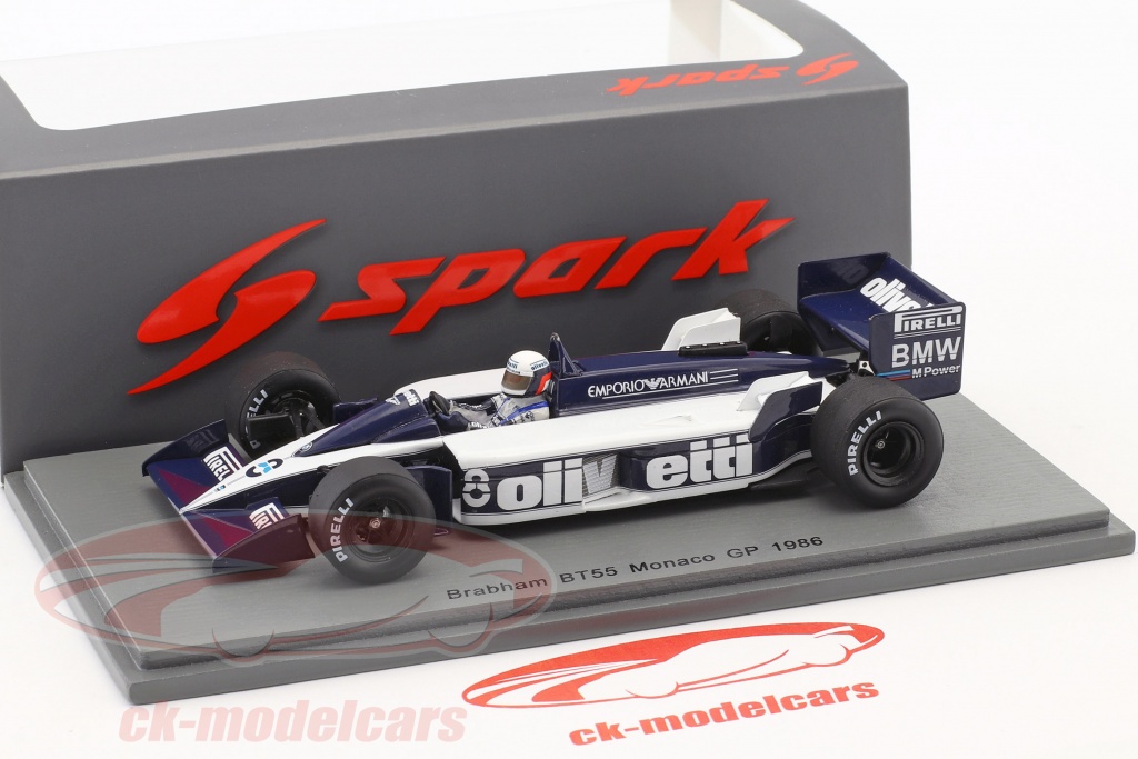 Spark 1:43 Elio de Angelis Brabham BT55 #8 Monaco GP Formel 1 1986 S4350 Modellauto S4350 ...