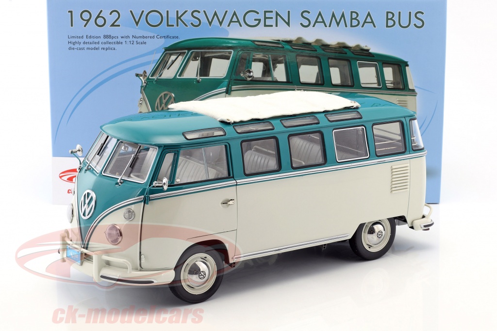 Sun Star Models 1:12 Volkswagen VW T1 Samba Bus year 1962 turquoise ...