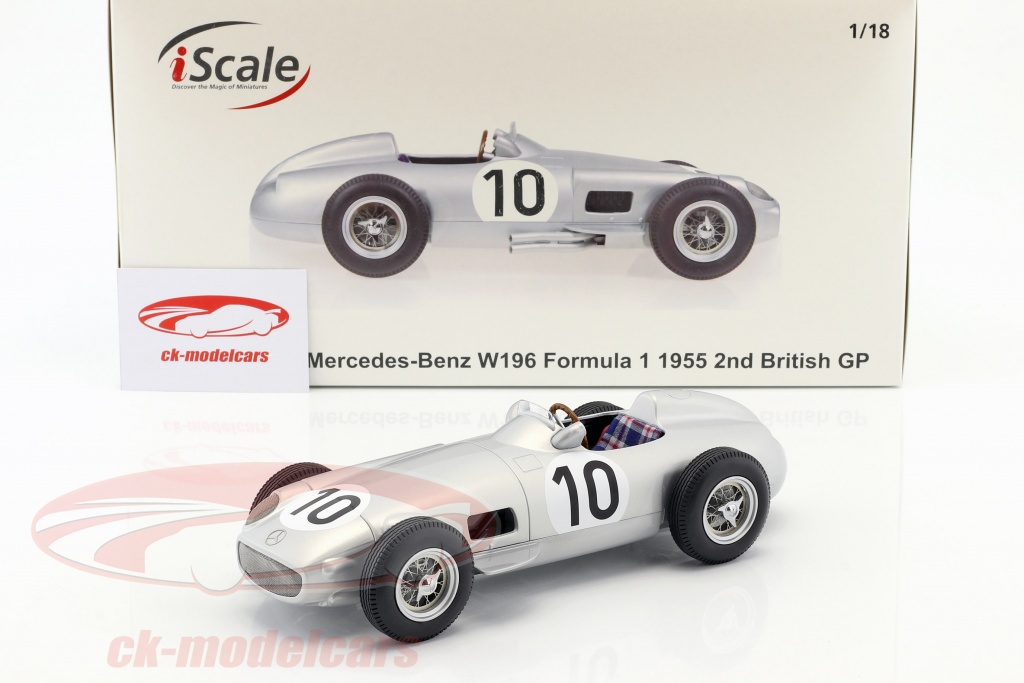 iScale 1:18 J.M. Fangio Mercedes-Benz W196 #10 2 britannique GP champion du monde formule 1 1955 ...
