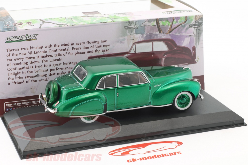Greenlight 1:43 Lincoln Continental year 1941 green metallic with green ...