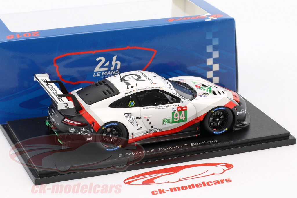 Spark 1:43 Porsche 911 (991) RSR GTE #94 24h LeMans 2018 Dumas, Bernhard, Müller S7035 モデル 車 ...