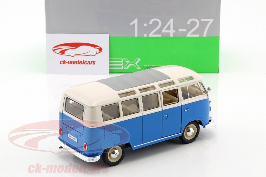 Welly 1:24 Volkswagen VW T1 Samba bus year 1963 blue / white 22095SG ...