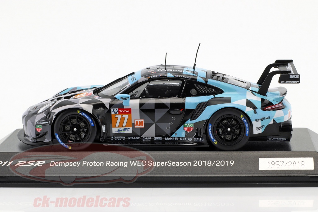 Spark 1:43 Porsche 911 (991) RSR #77 WEC SuperSeason 2018/2019 Dempsey ...